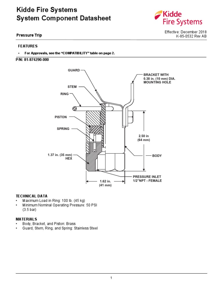 Kidde Pressure Trip K-85-0532 AB | PDF