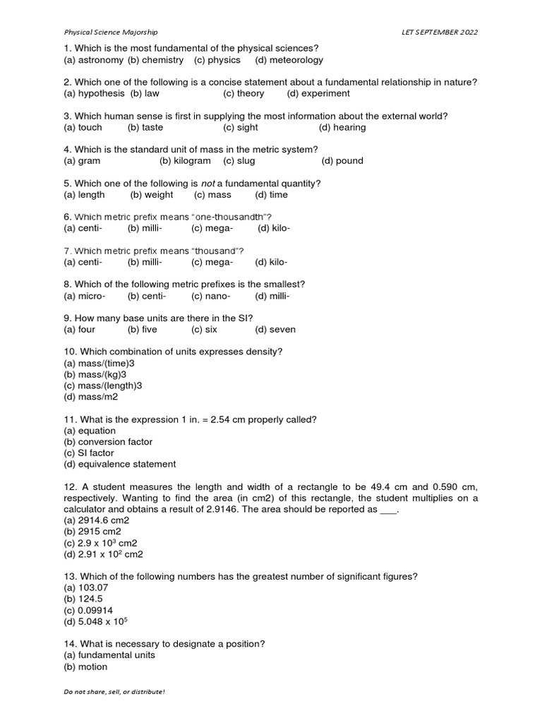 Physical Science Exam Questions | PDF | Acceleration | Force