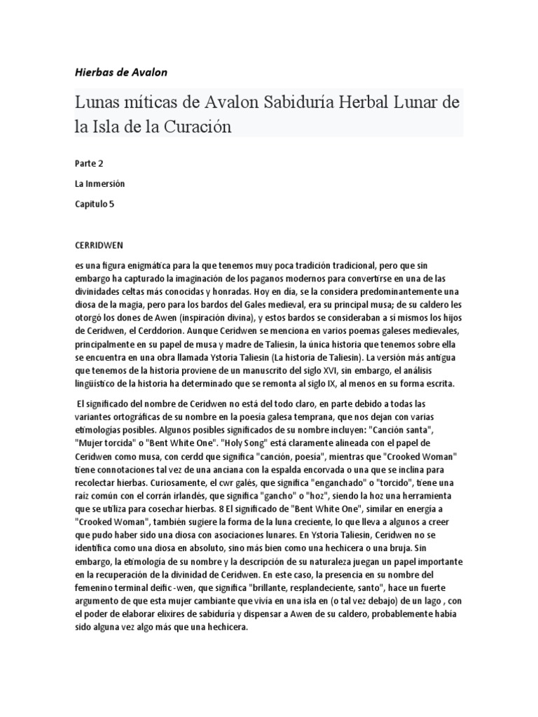 Ceridwen: Diosa de Sabiduría y Luna | PDF | Luna | Verdad