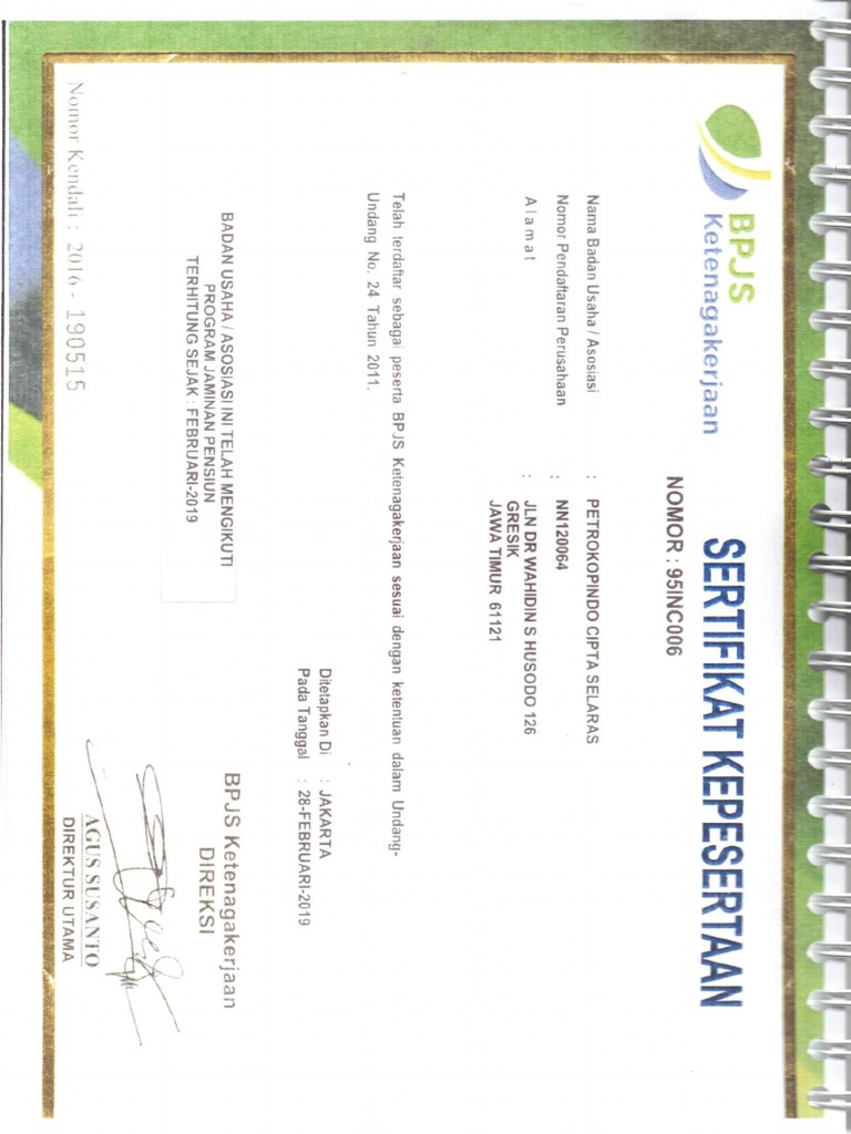 Sertifikat Kepesertaan BPJS | PDF