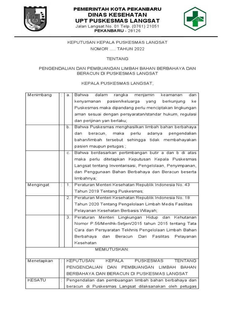 SK Pengendalian Dan Pembuangan Limbah B3 | PDF