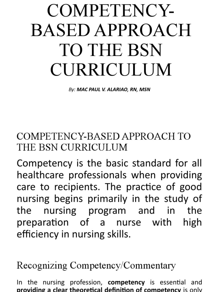 Competency-Based Approach To The BSN Curriculum | PDF | Nursing ...