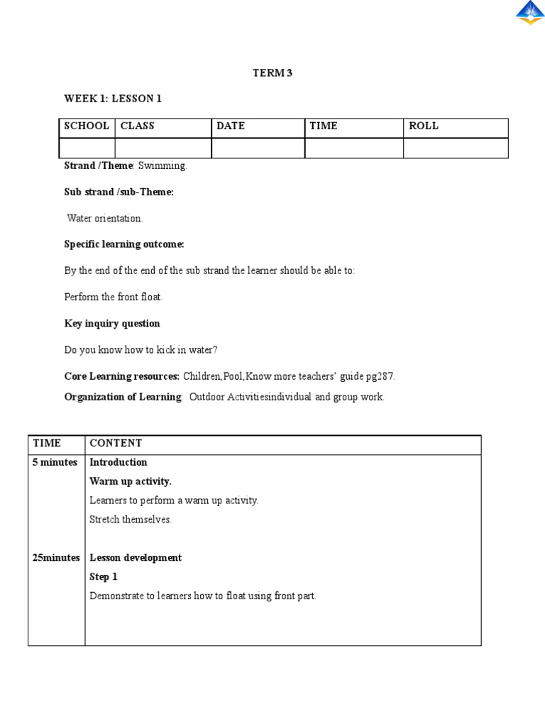 Pre Primary 1 Psycomotor Lesson Plan Tem 3 | Download Free PDF ...
