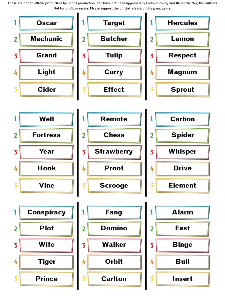 Just One Expansion Cards v1.1 | PDF