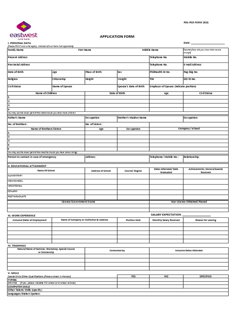 EWRB Application Form | PDF