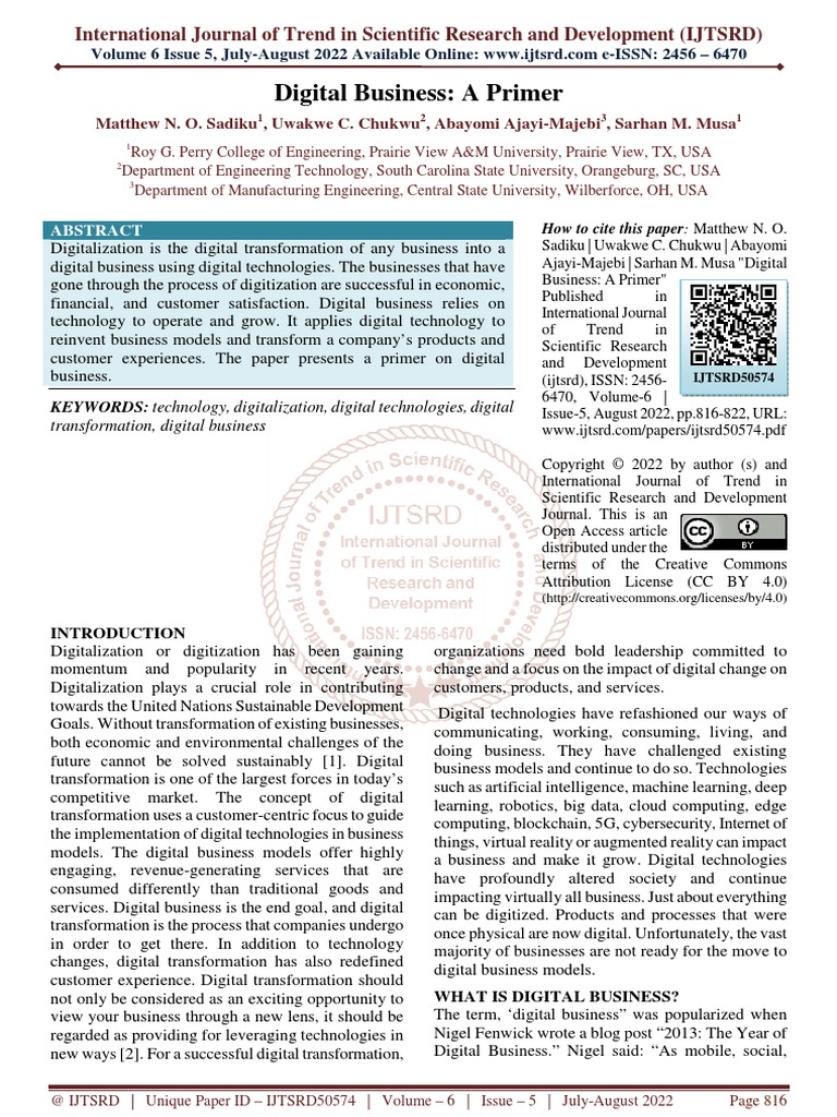 Digital Business A Primer | PDF | Internet Of Things | Artificial Intelligence