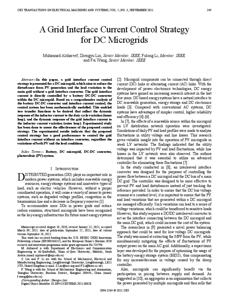 A Grid Interface Current Control Strategy For Dc Microgrids Pdf