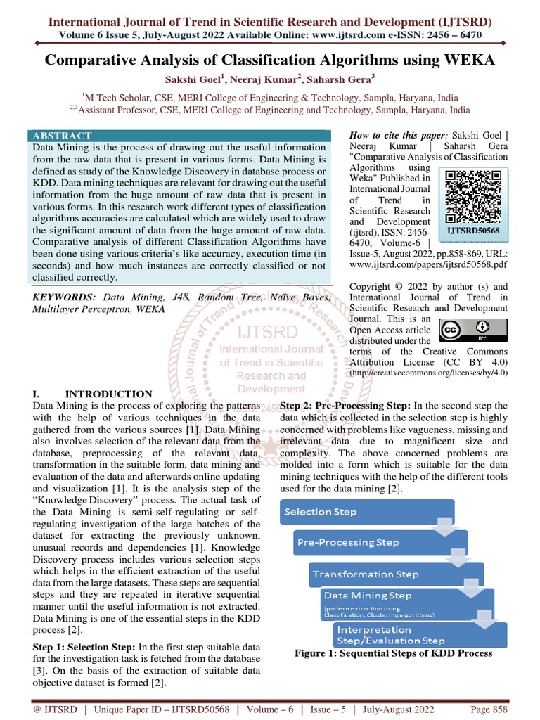 Comparative Analysis of Classification Algorithms Using Weka | PDF | Statistical Classification ...