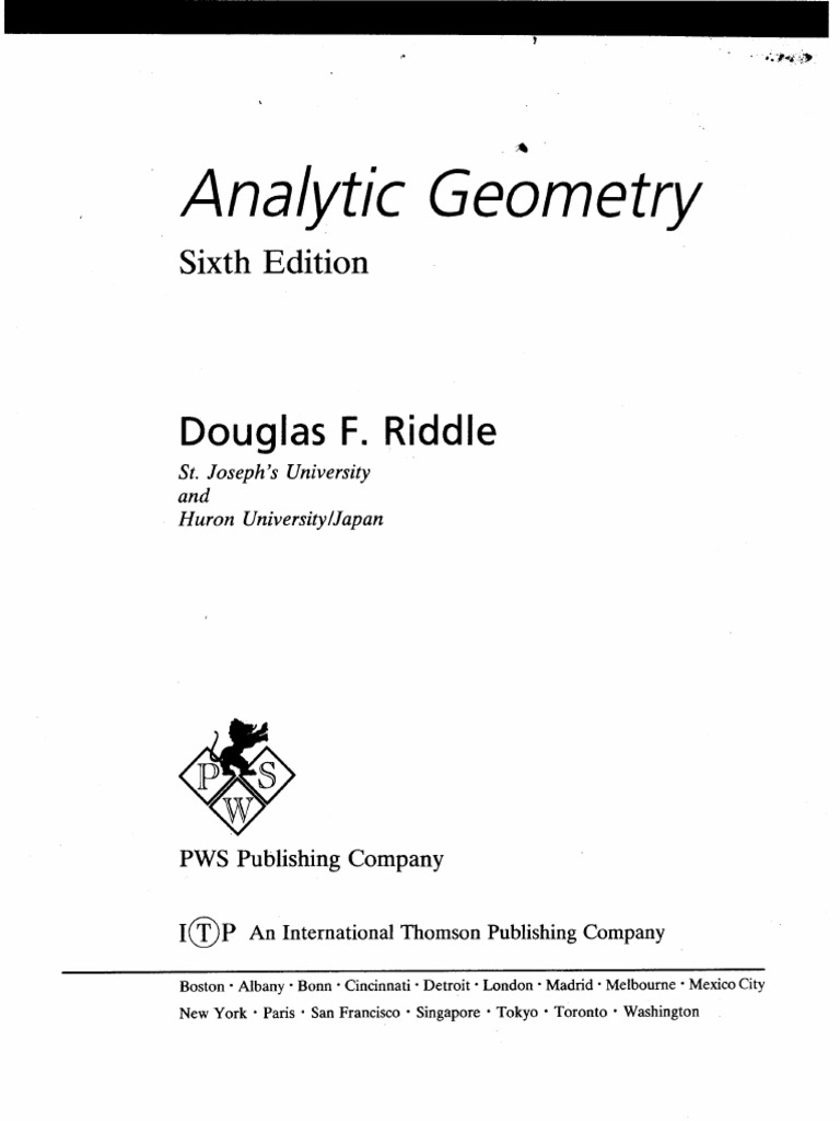 Analytic Geometry Sixth Edition Pdfdrive Pdf Cartesian Coordinate System Line Geometry