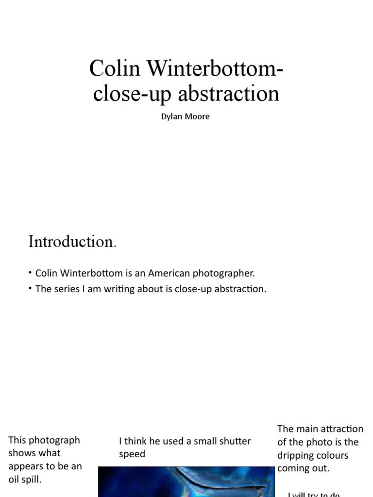 Colin Winterbottom Photo Analysis | PDF | Artistic Techniques | Optics