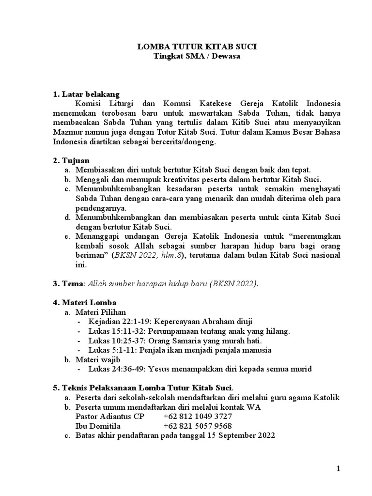 Lomba Tutur Kitab Suci | PDF Lomba Tutur Kitab Suci | PDF