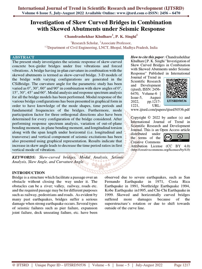 Investigation of Skew Curved Bridges in Combination With Skewed ...