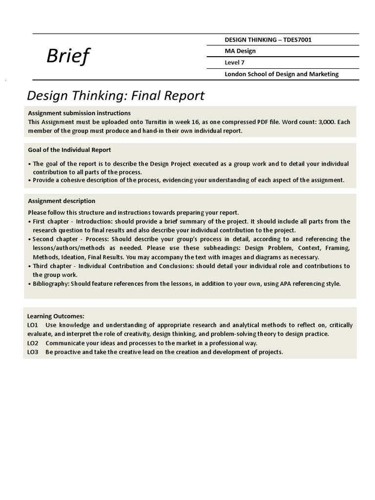 TDES7001 - Design Thinking - Brief - EN | PDF | Design | Design Thinking