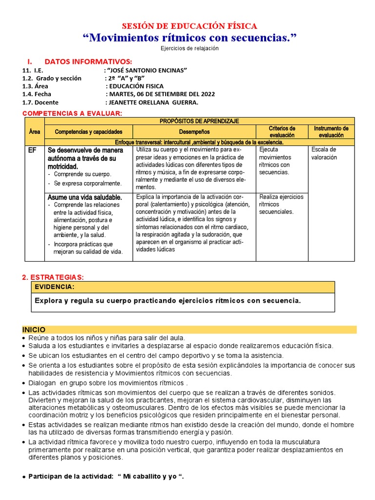 Movimientos rítmicos y expresión corporal: una sesión de educación ...