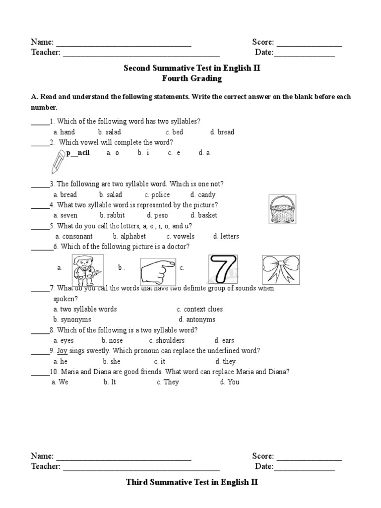English Summative Test 2 q4 | PDF | Syllable | English Language