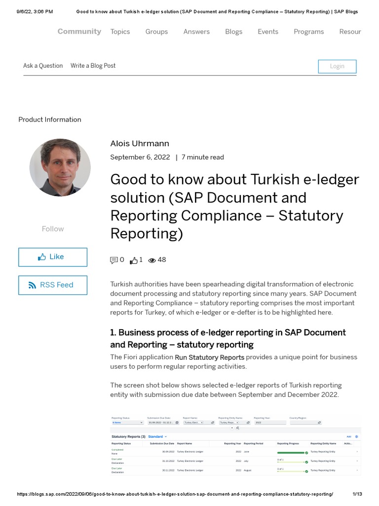 Good To Know About Turkish E-Ledger Solution (SAP Document and ...