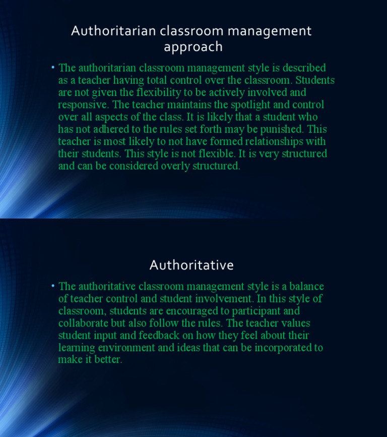 Authoritarian Classroom Management Approach | PDF