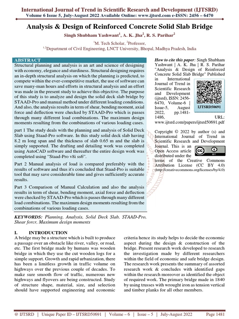 Analysis and Design of Reinforced Concrete Solid Slab Bridge | PDF ...