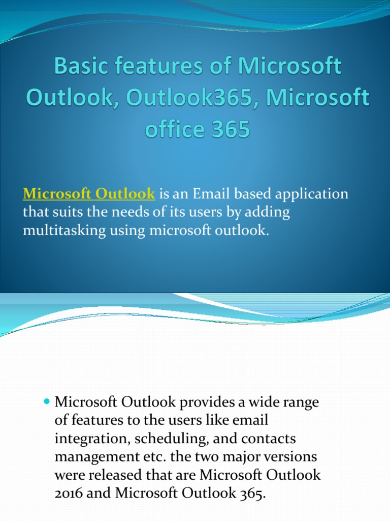 Overview of Outlook 365 Features | PDF | Computers