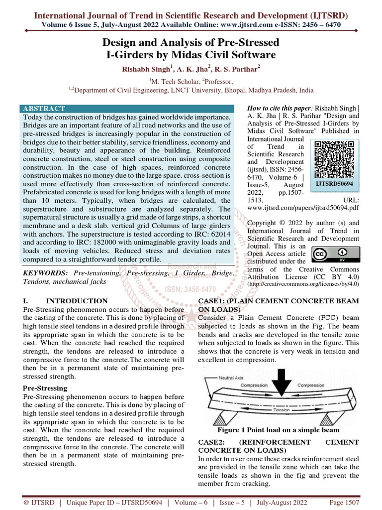 Design and Analysis of Pre Stressed I Girders by Midas Civil Software | PDF | Prestressed ...