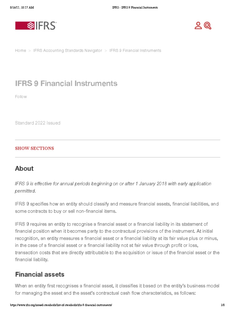 IFRS - IfRS 9 Financial Instruments | PDF