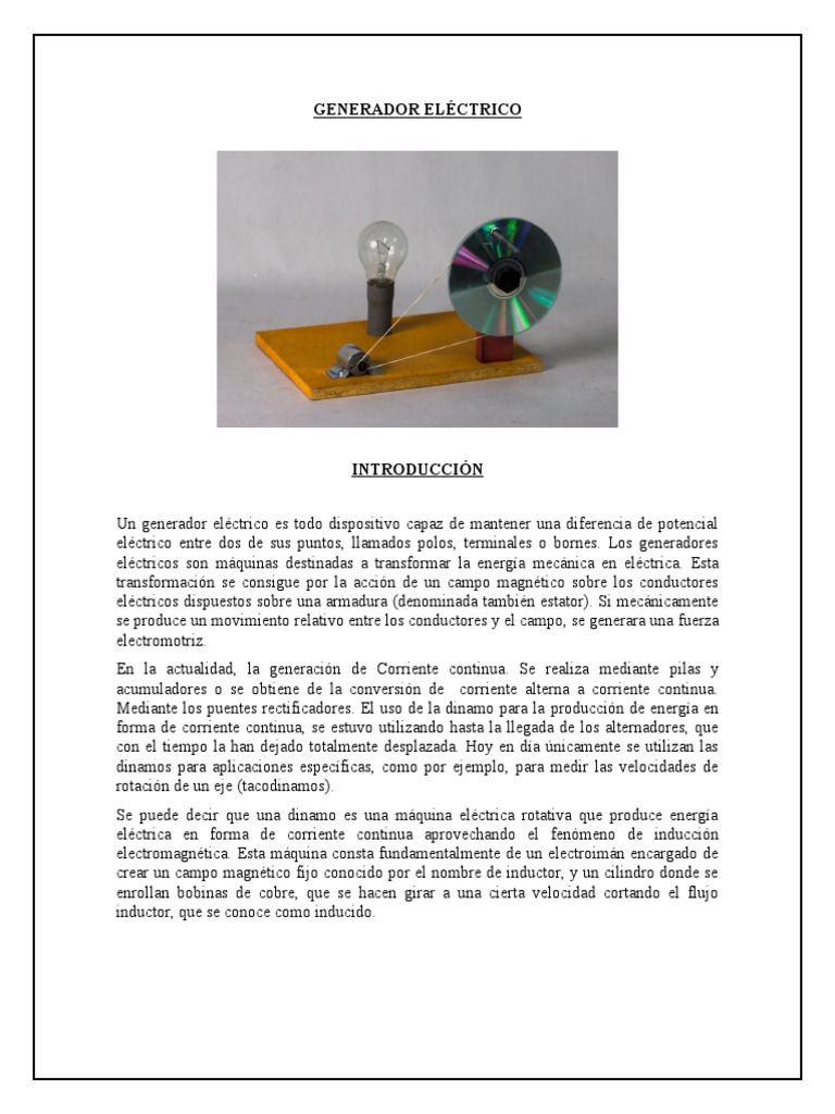 Generador Eléctrico Con Foco | PDF | Generador eléctrico | Electricidad