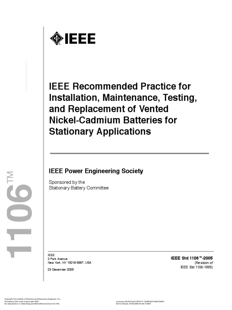 Ieee 1106-Ni-Cd-Mtn | PDF | Institute Of Electrical And Electronics ...