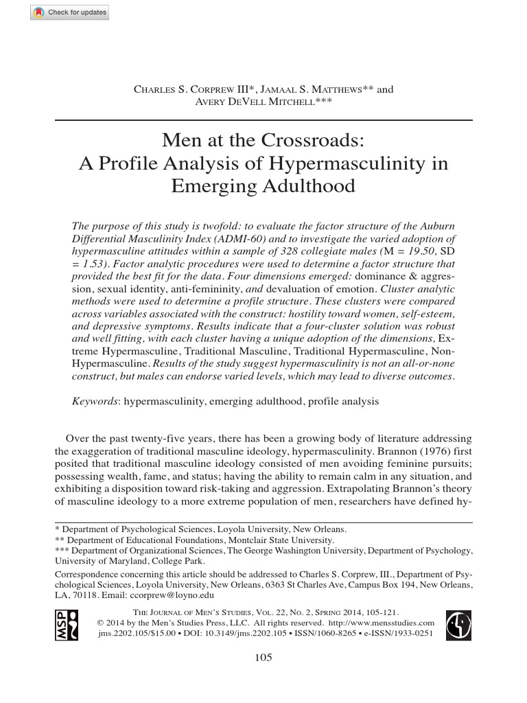 Corprew Hypermasculinity | PDF | Psychology