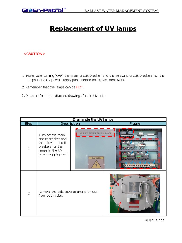 Manual For Replacement of UV Lamps | PDF | Electrical Connector ...