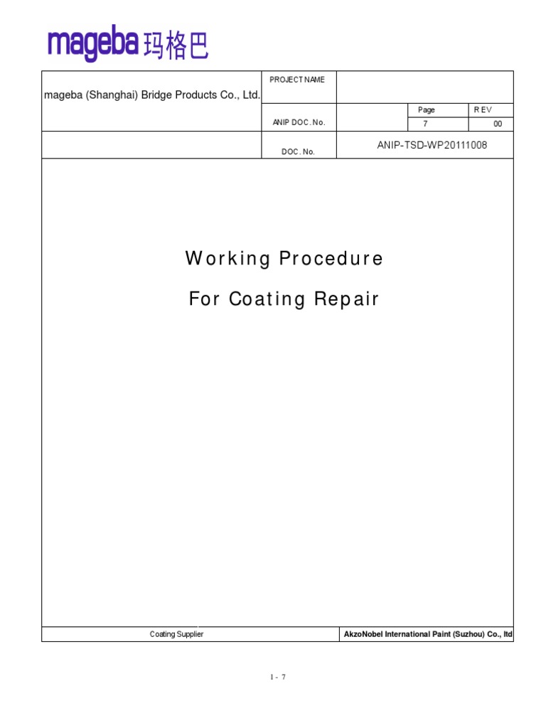 Working Procedure For Coating Repair C4 | PDF | Paint | Specification ...