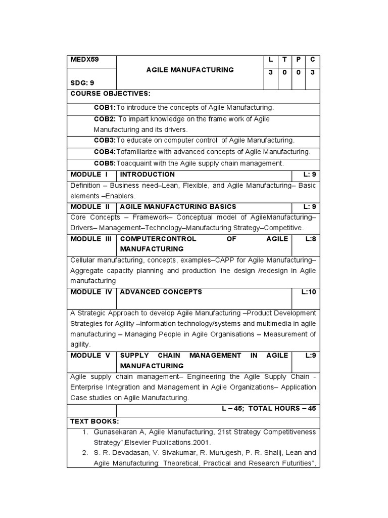 MEDX59 Agile Manufacturing | PDF | Agile Software Development | Supply ...