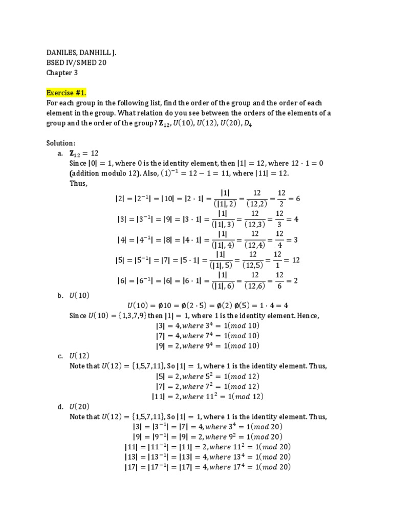 Mathematics Exercises II | PDF | Exponentiation | Group Theory