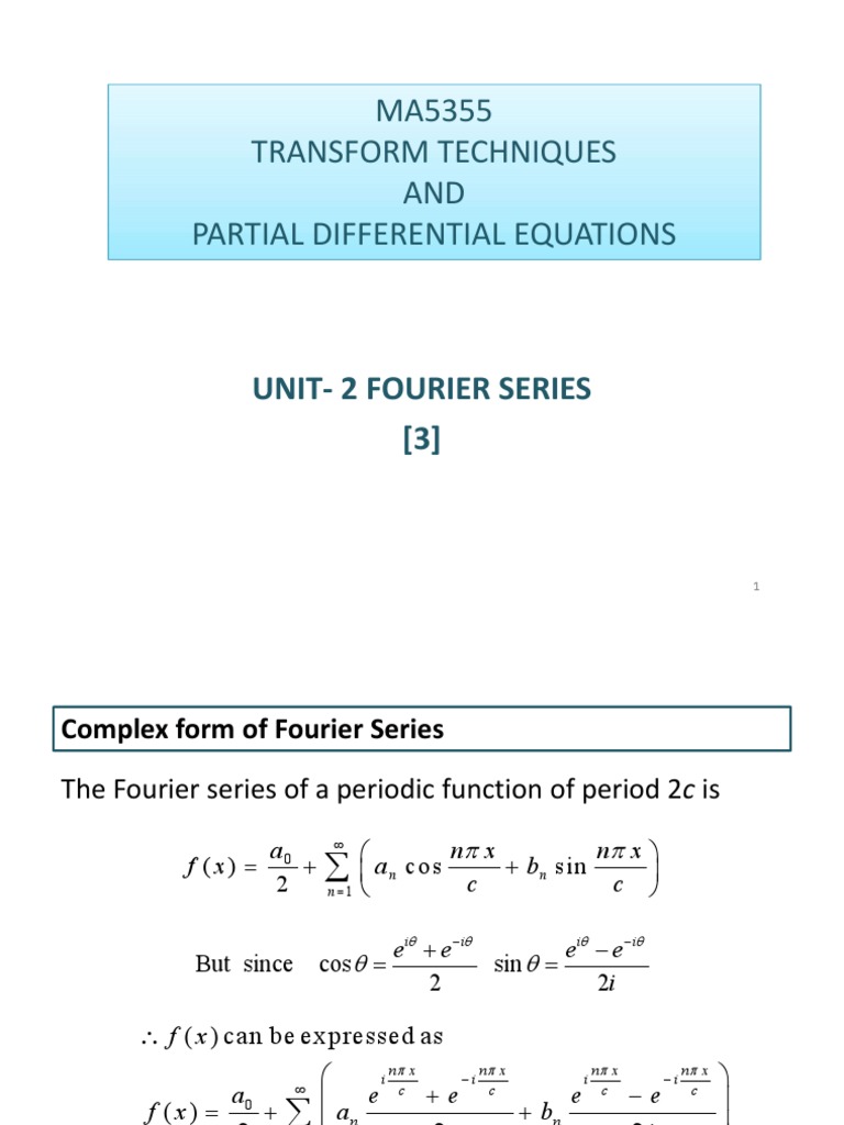 Section 3 - Complex Form of Fourier Series | PDF | Calculus | Applied ...