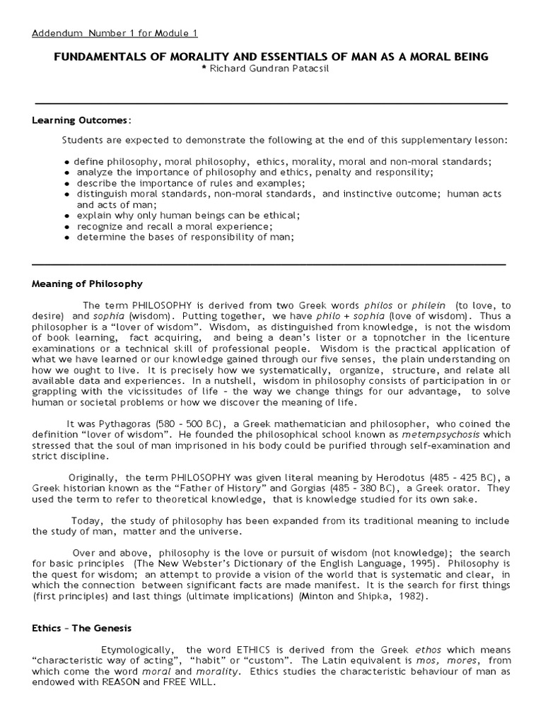 Addendum I 1 | PDF | Morality | Free Will