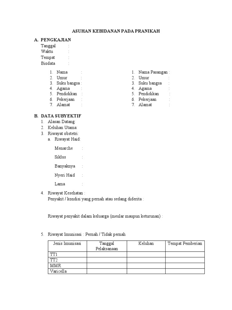Contoh Askeb Pranikah Lengkap | PDF | Kesehatan Holistik