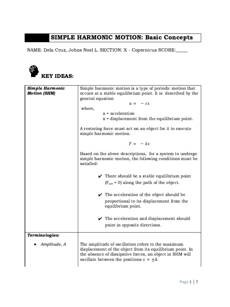 Johnen Delacruz - WS 1 | PDF | Oscillation | Acceleration