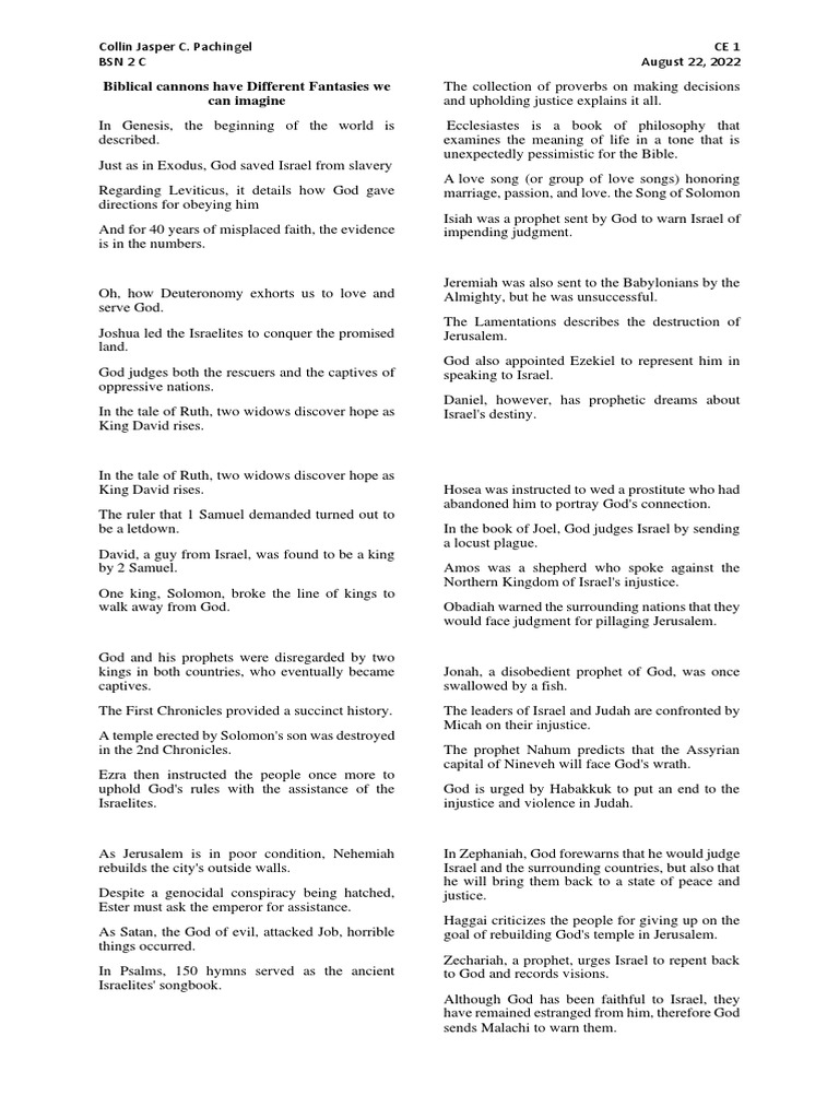 A Free Verse Poem on the Books of the Bible | PDF | Jesus | Paul The ...