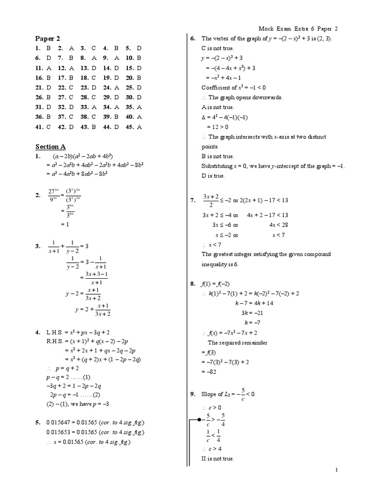 2020 Mock Extra 6 Paper 2 Sol Eng | PDF | Triangle | Mathematics