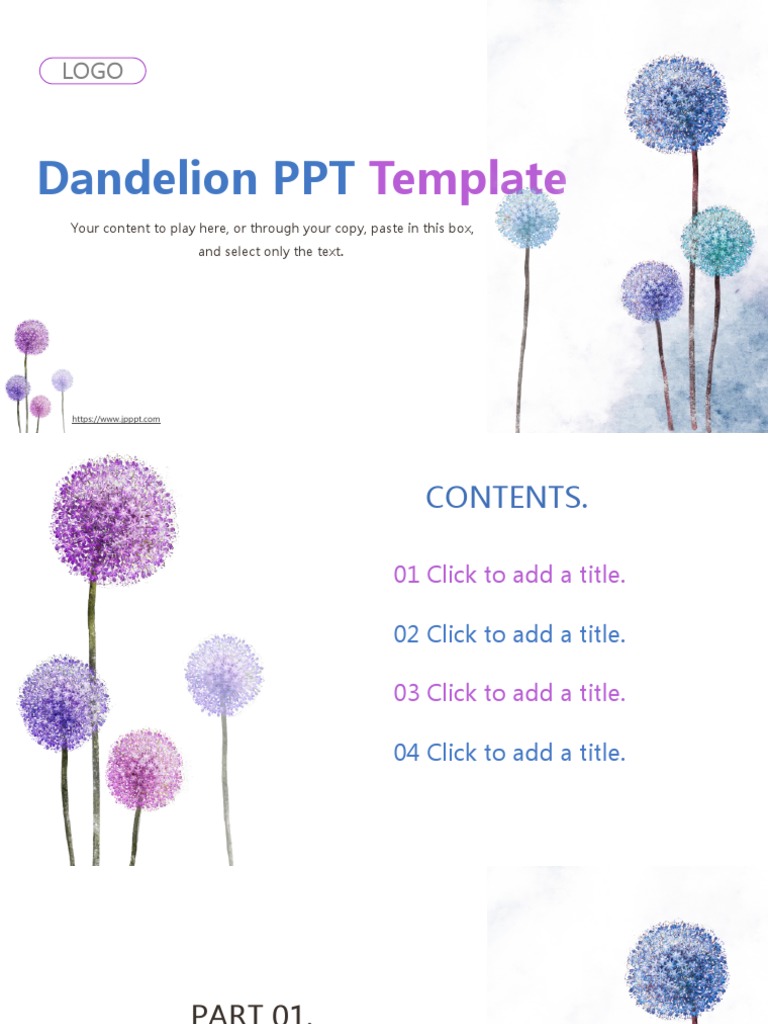 Blue-purple-dandelion-PowerPoint-Templates | PDF | Page Layout | Printing