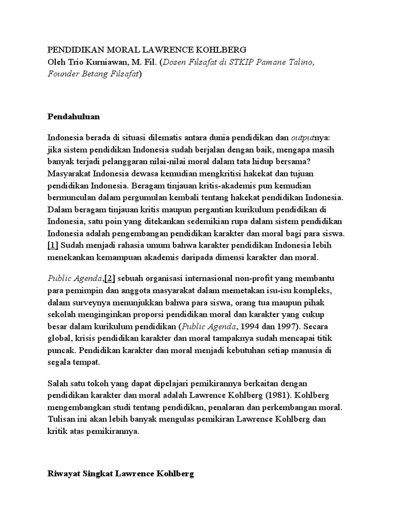 Pendidikan Moral Lawrence Kohlberg | PDF