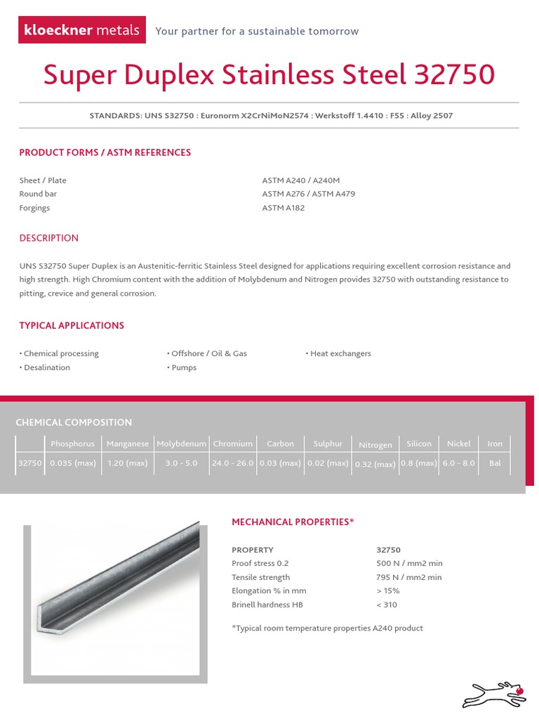 Super Duplex Stainless Steel 32750 Data Sheet | PDF | Stainless Steel ...