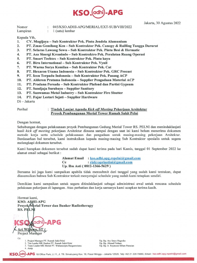 045-Tindaklanjut Agenda Kick Off Meeting Pek - Arsitektur Proyek ...