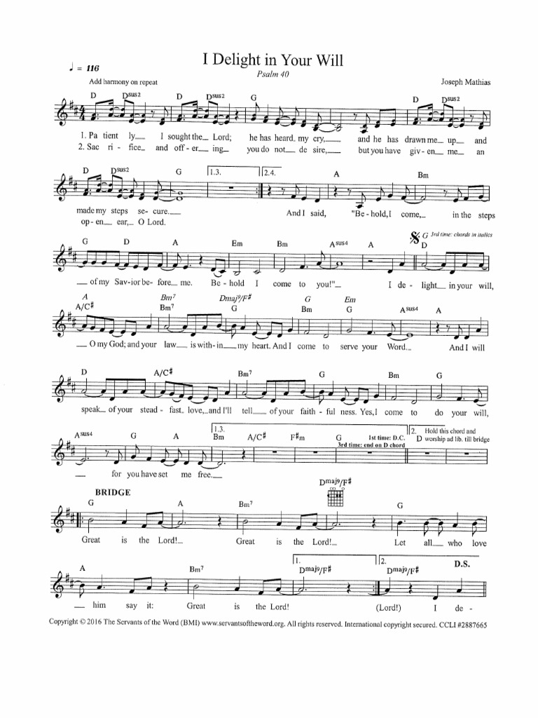 I Delight in Your Will - Joseph Mathias (Score) | PDF