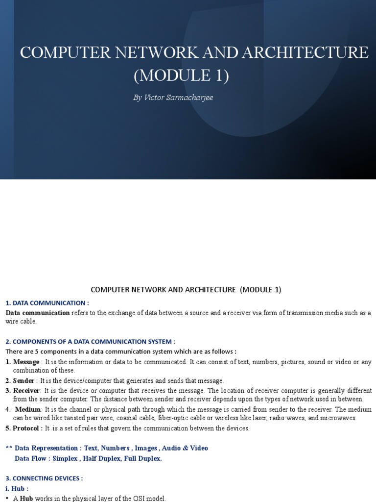 Computer Network Architecture Module 1 | PDF | Network Topology | Computer Network