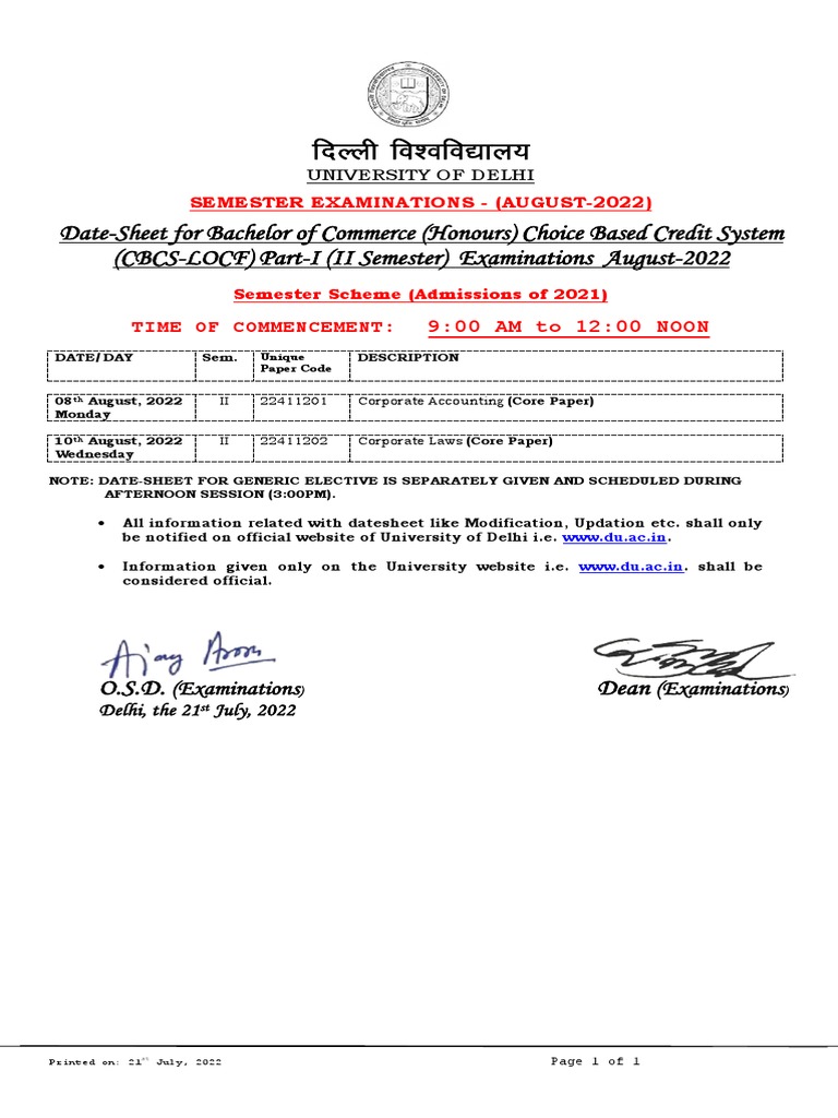 BCOM (Hons) - 2022 Sem - II-22-07-2022 | PDF