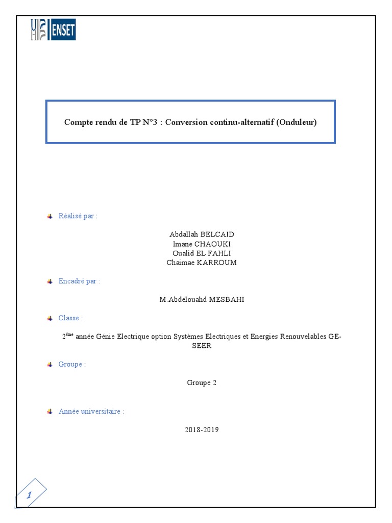 Compte Rendu TP Onduleur | PDF | Onduleur | Électricité