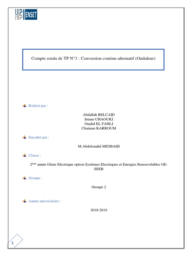 Compte Rendu TP Onduleur | PDF | Onduleur | Électrotechnique