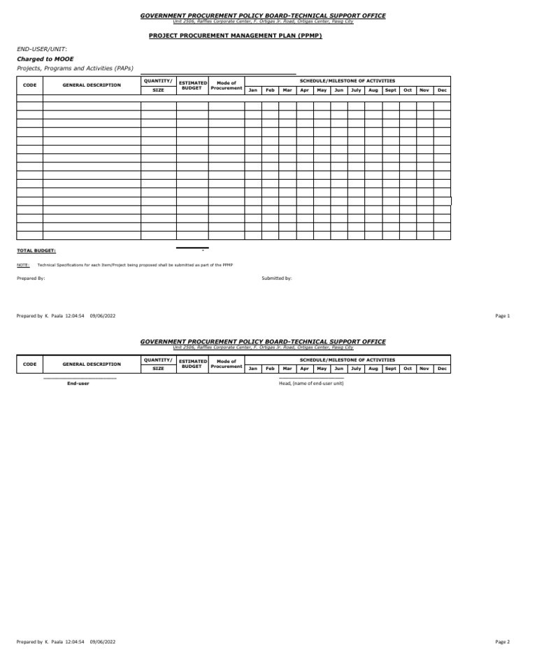 Copy of PPMP Form | PDF