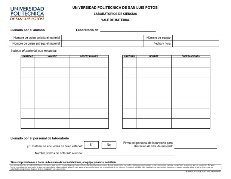 Vale de Material | PDF | Laboratorios