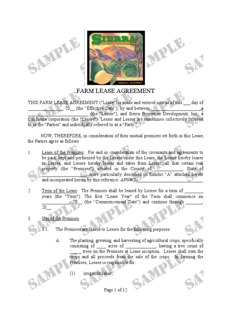 Farm Lease Agreement | PDF | Lease | Arbitration